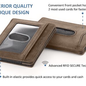 Urban Tribe Compact RFID Sleeve Wallet Premium Leather Minimalist Money Clip Card Holder