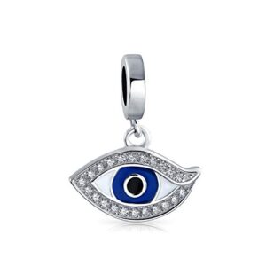 Personalize Crystal Amulet Protection Blue Evil Eye Dangle Charm Bead For Women Teen Enamel .925 Sterling Silver Fits European Bracelet