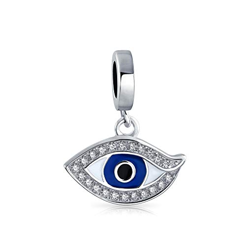 Personalize Crystal Amulet Protection Blue Evil Eye Dangle Charm Bead For Women Teen Enamel .925 Sterling Silver Fits European Bracelet