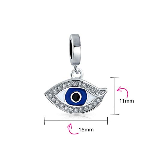 Personalize Crystal Amulet Protection Blue Evil Eye Dangle Charm Bead For Women Teen Enamel .925 Sterling Silver Fits European Bracelet