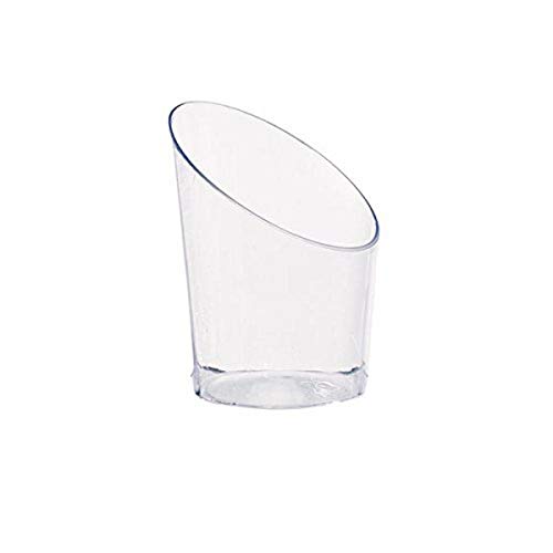 Clear Plastic Mini Cup (Case of 15), PacknWood - Recyclable Plastic Angle Cut Shot Glasses (1 oz, 1.77" x 1.77") PK209MBPIA30