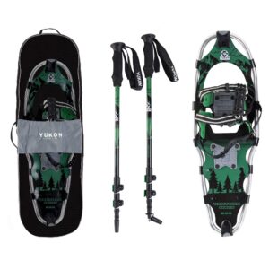 yukon charlie's advanced 9x30 inch men's snowshoe kit with aluminum poles & bag