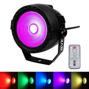 stage wash light, jlpow super bright mini cob par can lights with dmx and remote control, smooth rgb color mixing dj up lighting, for wedding/birthdays/christmas party show dance gigs bar club church