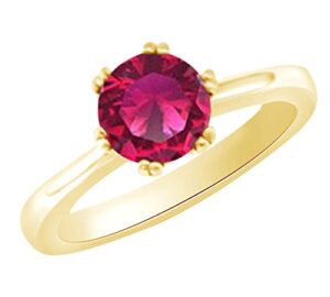 affy 1.35 cttw simulated pink sapphire solitaire engagement wedding ring in 14k solid yellow gold with, ring size 4