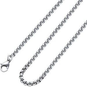 monily 6mm 26in square rolo stainless steel chain necklace round box necklace men women jewellery