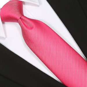 KissTies Hot Pink Tie Solid Striped Pure Color Necktie Wedding Ties