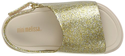 Mini Melissa Baby-Girl's Mini Beach Slide Sandal Flat, Gold Glitter, 9 M US Toddler