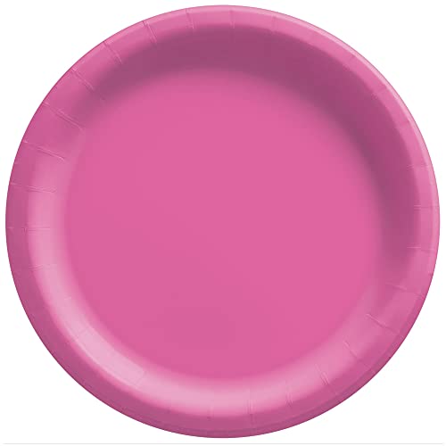 Bright Pink Round Paper Plates, 6.75" (20-Pack) - Ideal for Parties, Celebrations, and Events