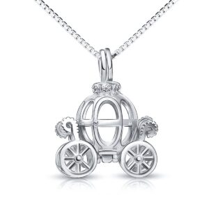 daochong 925 sterling silver pumpkin carriage pendant necklace,18",box chain