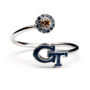 stone armory georgia tech football accessories for women - navy gt ring with crystals - hypoallergenic and adjustable sizes 5-12 - georgia tech gifts for women