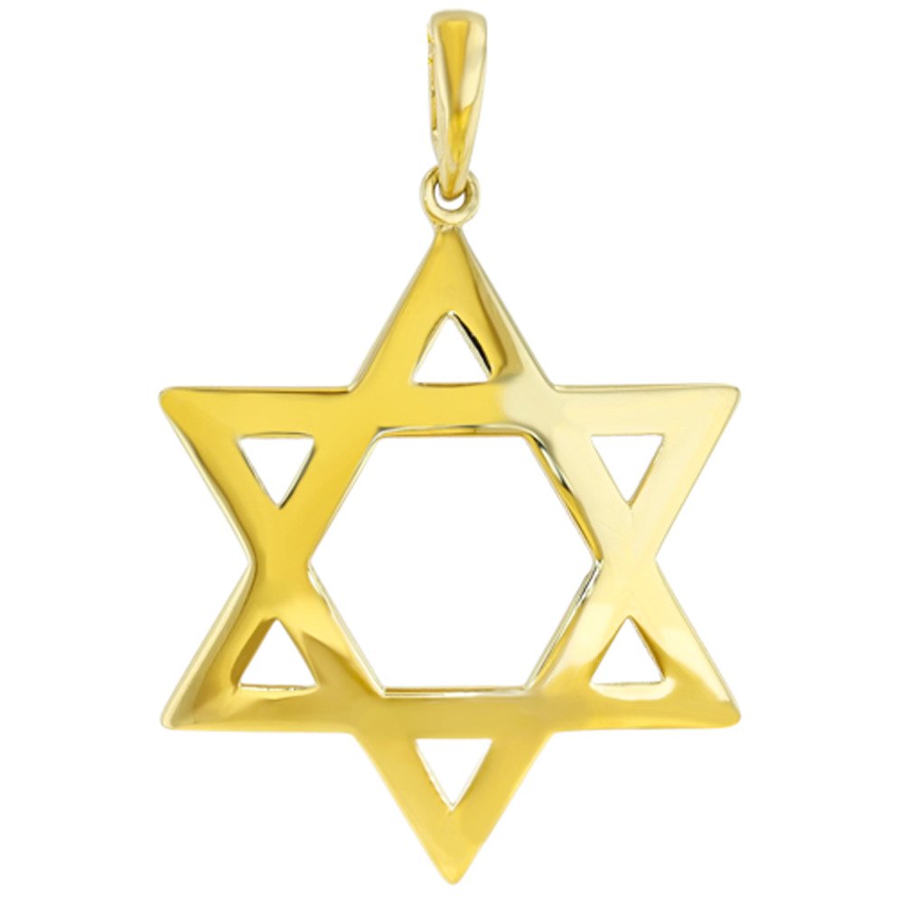 Jewelry America 14K Yellow Gold Large Star of David Pendant with High Polish