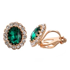 yoursfs emerald green clip on earrings for women clip earrings austria crystal 18k gold plated circular halo zircon fashion jewelry