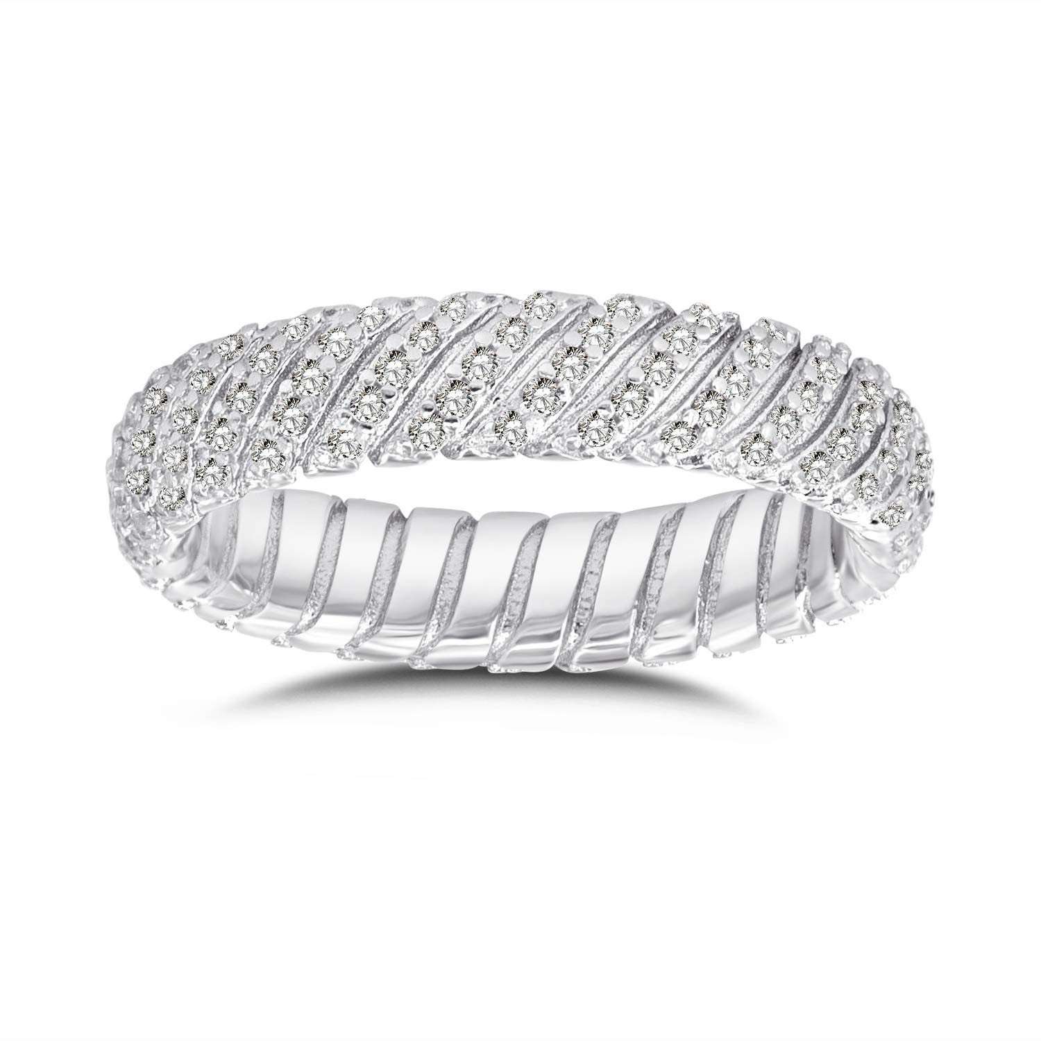 espere Sterling Silver 5mm Stacking Ring Full Eternity Band Rhodium Plated Size 8