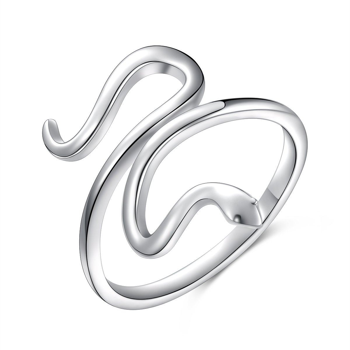 Alphm Snake Ring for Women S925 Sterling Silver Adjustable Wrap Open Spoon Rings Jewelry