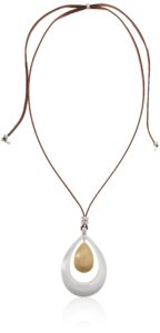 lucky brand two-tone cognac leather 32" pendant necklace