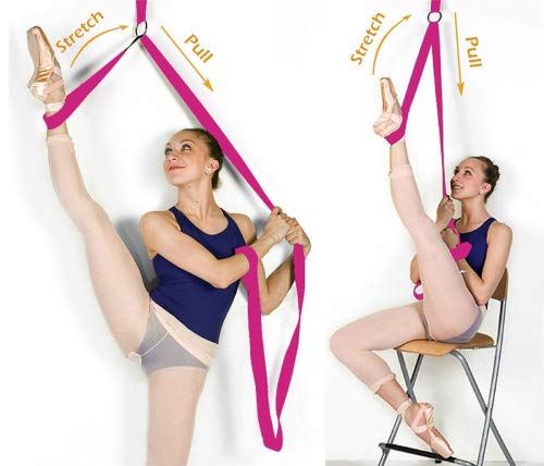 LEPOD Door Stretch Band - Get More Flexible with The Door Flexibility Trainer to Improve Leg Stretching - Perfect Home Equipment for Ballet, Dance and Gymnastic Exercise Taekwondo & MMA (Pink)