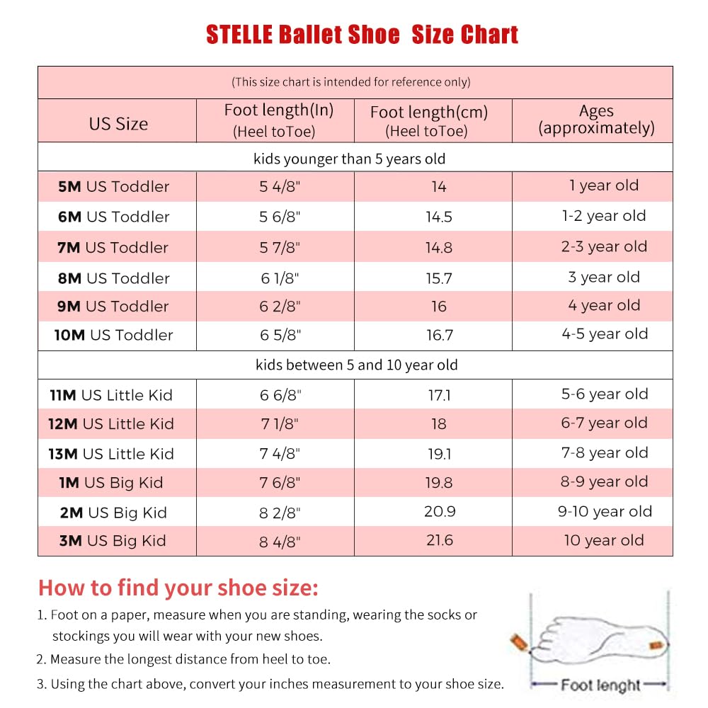 Stelle Ballet Shoes for Girls Toddler Genuine Leather Ballet Dance Slippers for Toddler/Little/Big Kids/Boys(10MT,Ballet Pink,with Tie)