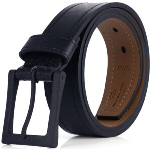 marino avenue men's belt, leather casual belt, looks great with jeans, khakis, dress - with classic single prong buckle - solid - deep charcoal - 56 (waist: 54)