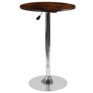 flash furniture hills 23.5'' round adjustable height rustic pine wood table (adjustable range 26.25'' - 35.5'')