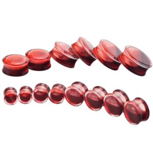 Longbeauty 2Pcs Acrylic Red Liquid Blood Double Flare Ear Plugs Tunnels Gauge 00g