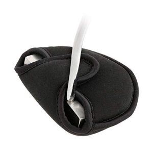 hireko black neoprene oversize mallet golf putter head cover, fits oversized right and left handed heel-shafted mallet putters