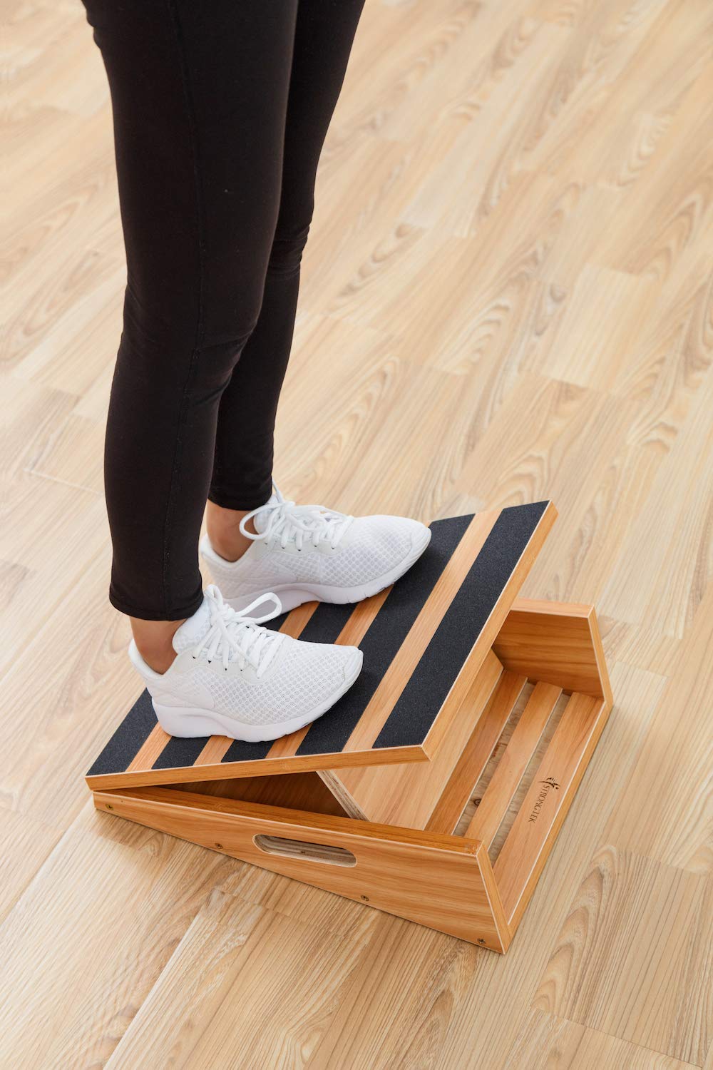 StrongTek Professional Wooden Slant Board, Adjustable Incline Board, and Calf Stretcher, Stretch Board - Extra Side-Handle Design for Portability, Partial-Coverage