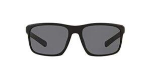 native eyewear wells polarized rectangular sunglasses, matte black crystal/gray, 58 mm