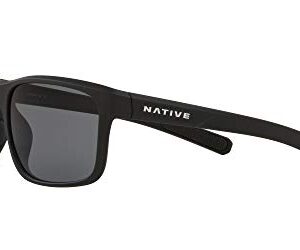 Native Eyewear Wells Polarized Rectangular Sunglasses, Matte Black Crystal/Gray, 58 mm