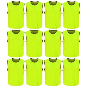 dreamhigh 12 pack soccer team sports training vest adult neon green one size (l)