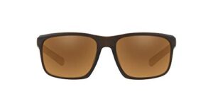 native eyewear wells polarized rectangular sunglasses, matte brown crystal/bronze reflex, 58 mm