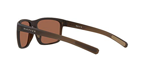 Native Eyewear Wells Polarized Rectangular Sunglasses, Matte Brown Crystal/Bronze Reflex, 58 mm