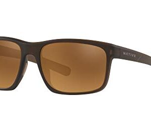 Native Eyewear Wells Polarized Rectangular Sunglasses, Matte Brown Crystal/Bronze Reflex, 58 mm