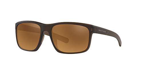 Native Eyewear Wells Polarized Rectangular Sunglasses, Matte Brown Crystal/Bronze Reflex, 58 mm