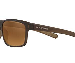 Native Eyewear Wells Polarized Rectangular Sunglasses, Matte Brown Crystal/Bronze Reflex, 58 mm