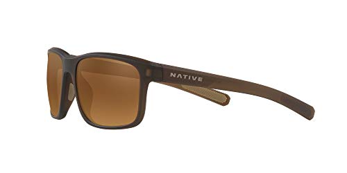 Native Eyewear Wells Polarized Rectangular Sunglasses, Matte Brown Crystal/Bronze Reflex, 58 mm