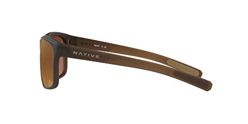 Native Eyewear Wells Polarized Rectangular Sunglasses, Matte Brown Crystal/Bronze Reflex, 58 mm