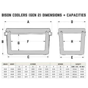 Bison 50 Quart Hard Cooler, Camping Cooler, Fishing Cooler, Insulated Cooler, Boat Cooler, Rotomolded Cooler, Ice Chests, Camping Coolers, Marine Cooler, Hard Shell Cooler