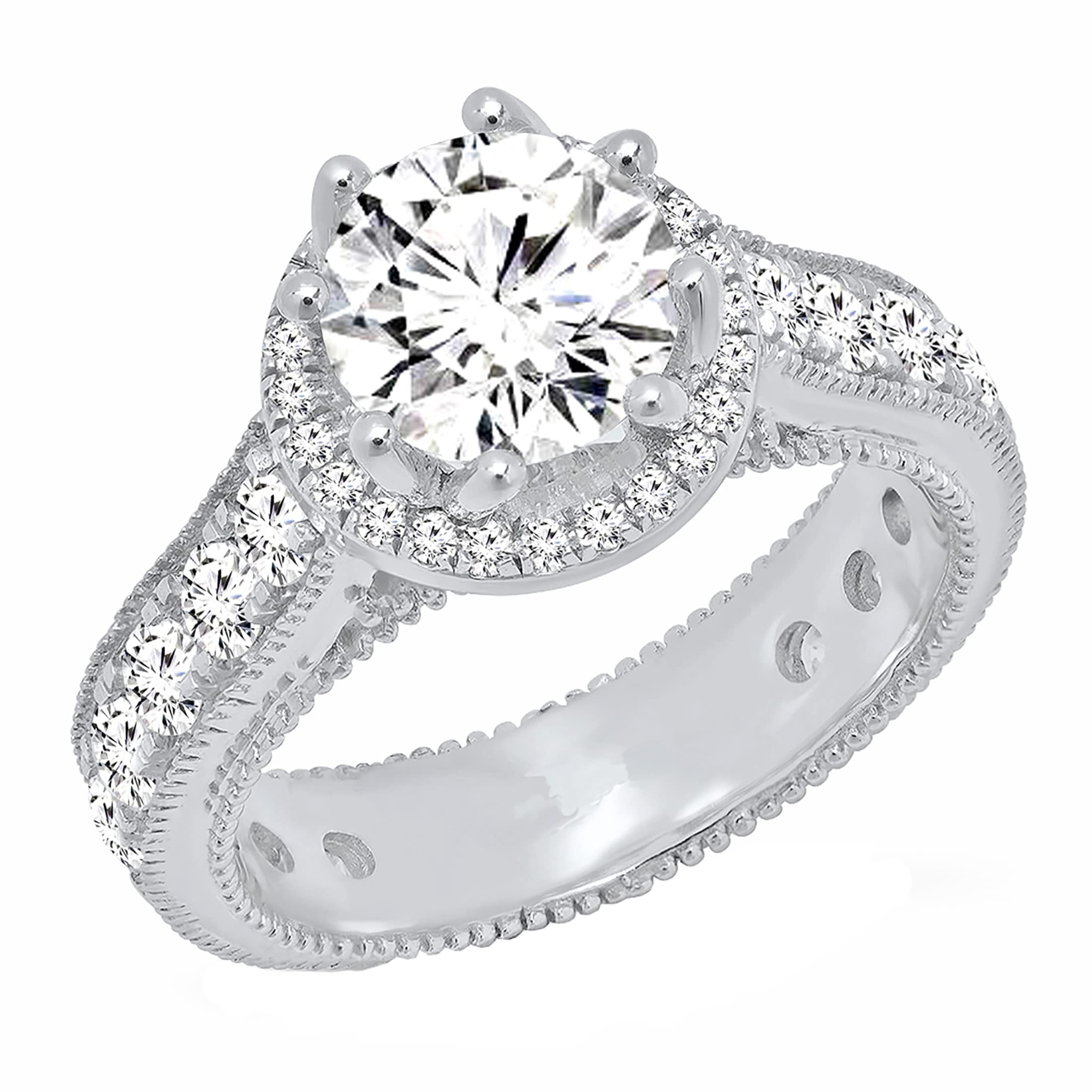 Dazzlingrock Collection Sterling Silver Round White Cubic Zirconia CZ Ladies Bridal Engagement Ring, Size 4.5