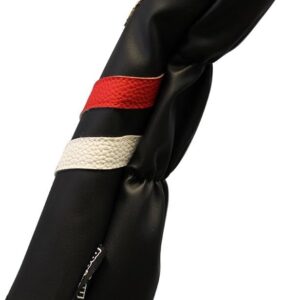 Majek Retro Golf Headcovers Black Red and White Vintage Leather Style 1 X Driver Fairway Wood Head Cover Classic Look