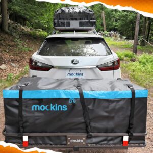 Mockins 16 Cu Ft Rooftop Cargo Carrier Bag Car Topper| 45"x34"x18" Car Top Carriers for Vehicles with Racks or without Roof Rack | Waterproof Cargo Bag with Car Roof Rack Pads, Straps & Door Hooks