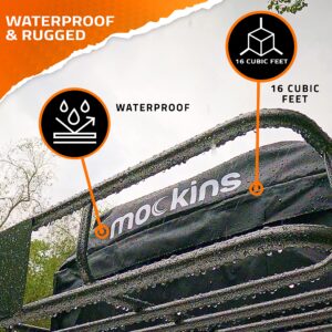 Mockins 16 Cu Ft Rooftop Cargo Carrier Bag Car Topper| 45"x34"x18" Car Top Carriers for Vehicles with Racks or without Roof Rack | Waterproof Cargo Bag with Car Roof Rack Pads, Straps & Door Hooks