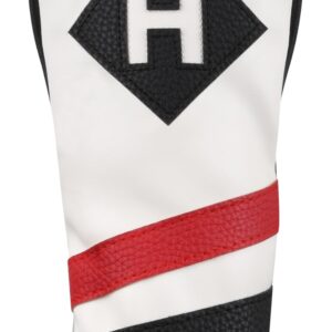 Majek Retro Golf Headcovers White Red and Black Vintage Leather Style 1 5 H Driver Fairway Wood and Hybrid Head Cover Classic Look