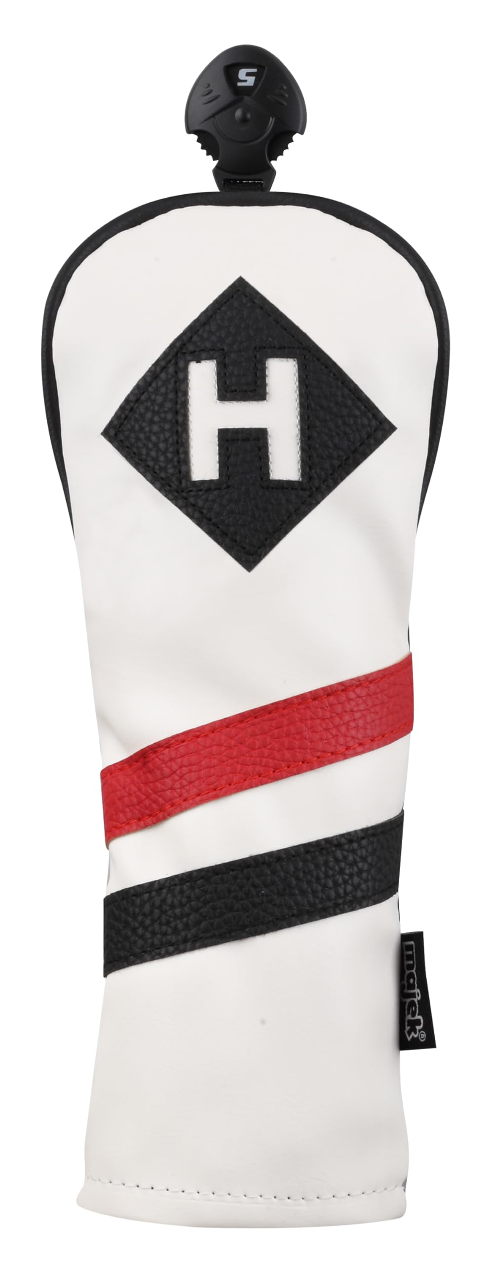 Majek Retro Golf Headcovers White Red and Black Vintage Leather Style 1 5 H Driver Fairway Wood and Hybrid Head Cover Classic Look