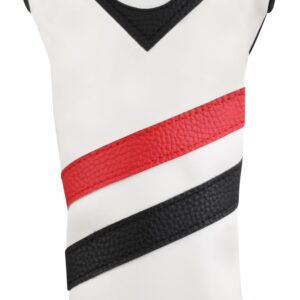 Majek Retro Golf Headcovers White Red and Black Vintage Leather Style 1 5 H Driver Fairway Wood and Hybrid Head Cover Classic Look