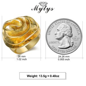 Mytys Cocktail Rings for Women Fashion 18K Gold Plated Flower Statement Ring Wedding Engagement Party Jewelry Gift Size 7