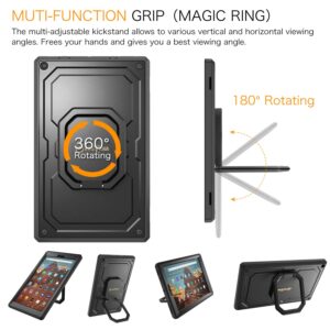 Fintie Case for Amazon Fire HD 10 (7th and 9th Generations, 2017 and 2019 Releases) - [Tuatara Magic Ring] 360 Rotating Multi-Functional Grip Carry Cover w/Built-in Screen Protector, Black