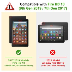 Fintie Case for Amazon Fire HD 10 (7th and 9th Generations, 2017 and 2019 Releases) - [Tuatara Magic Ring] 360 Rotating Multi-Functional Grip Carry Cover w/Built-in Screen Protector, Black