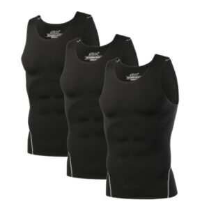 audoc mens 3 pack compression tank tops cool dry sleeveless compression shirt (xxx-large, 3 pack tank)