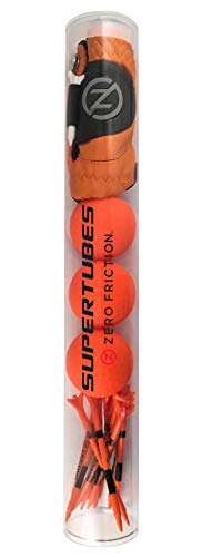 Zero Friction Men's SuperTube Golf Kit (Includes 3 Golf Balls, 1 Universal fit Glove, and Pack of Golf tees), Neon Orange