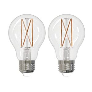 bulbrite pack of (2) 8.5 watt dimmable clear filament a19 medium (e26) led bulb - 850 lumens, 3000k, and 90 cri